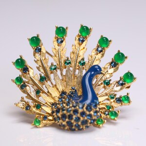 Marcel Boucher Enamel Emerald Green Sapphire Blue Peacock Brooch - Etsy