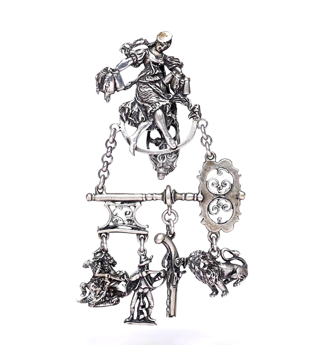 Victorian Chatelaine Sterling Silver 800 Hunting Mark GESCH. Germany - Etsy