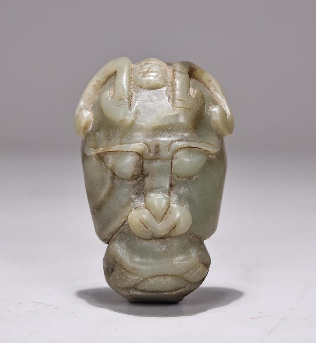 Chinese Jade Beast Face Buckle Figurine - Etsy