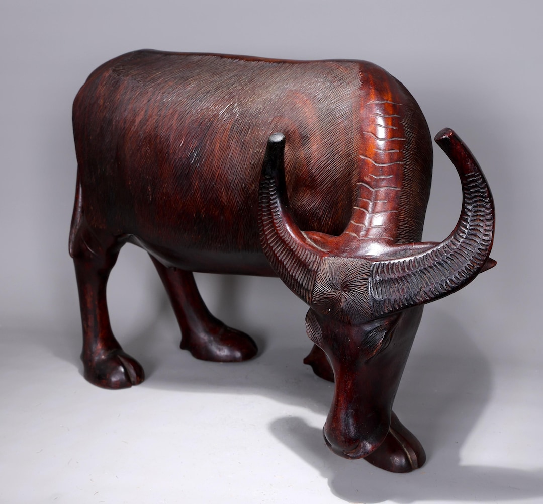 Large Water Buffalo Solid Wood Carved Sculpture - Etsy