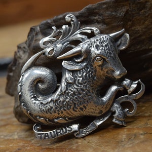 Vintage Collection Sterling Silver Signed "cini" Taurus Zodiac Brooch ...