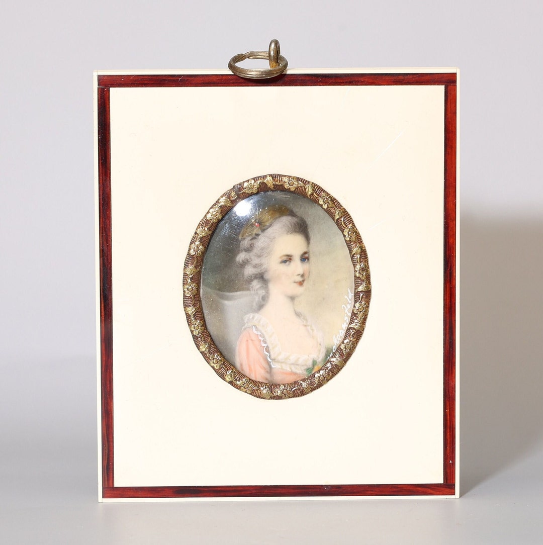 Vintage Miniature Art Hand Painted Portrait of Woman Signed - Etsy