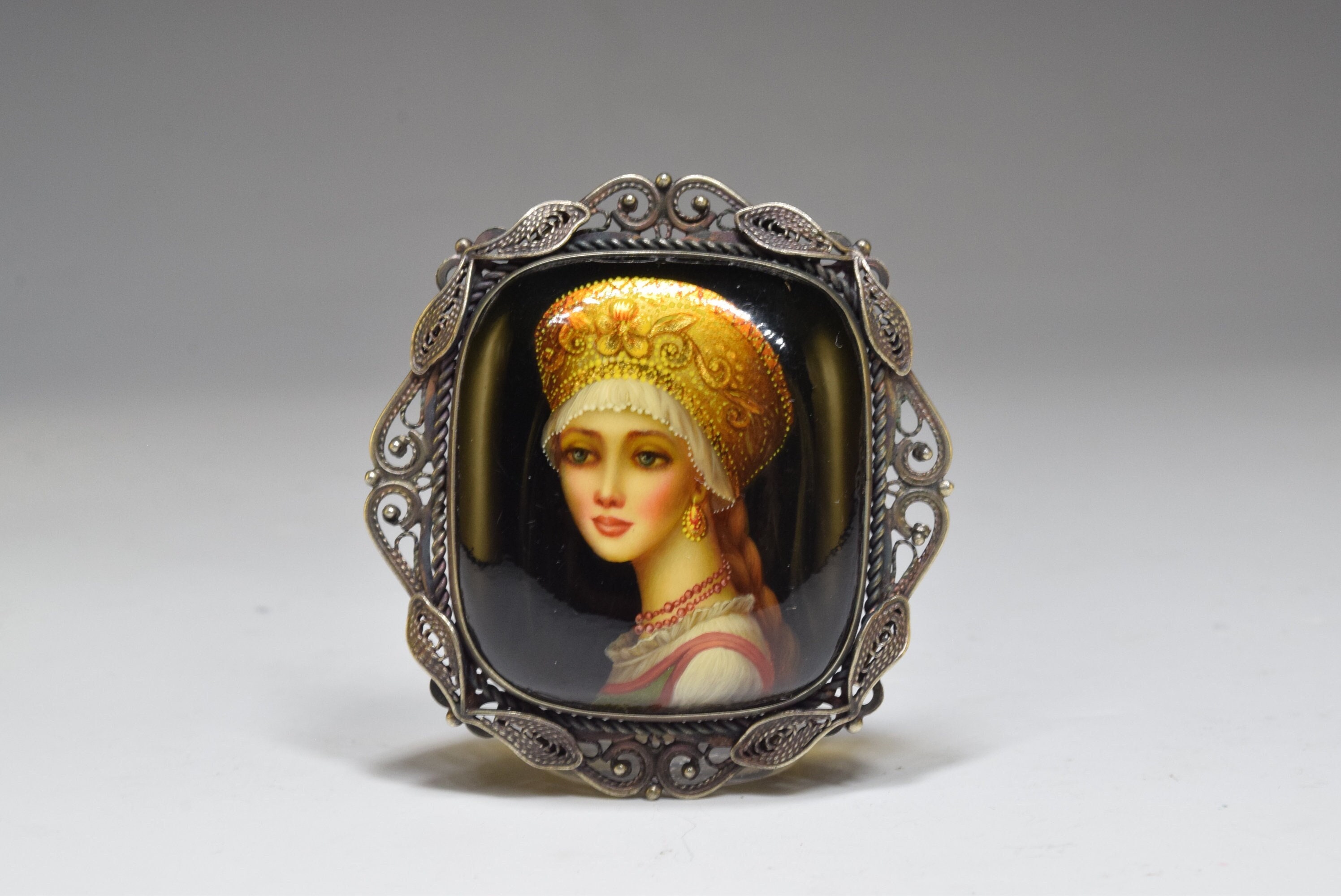 Vintage Collection Russian Style Hand Drawing Beautiful Lady Portrait ...