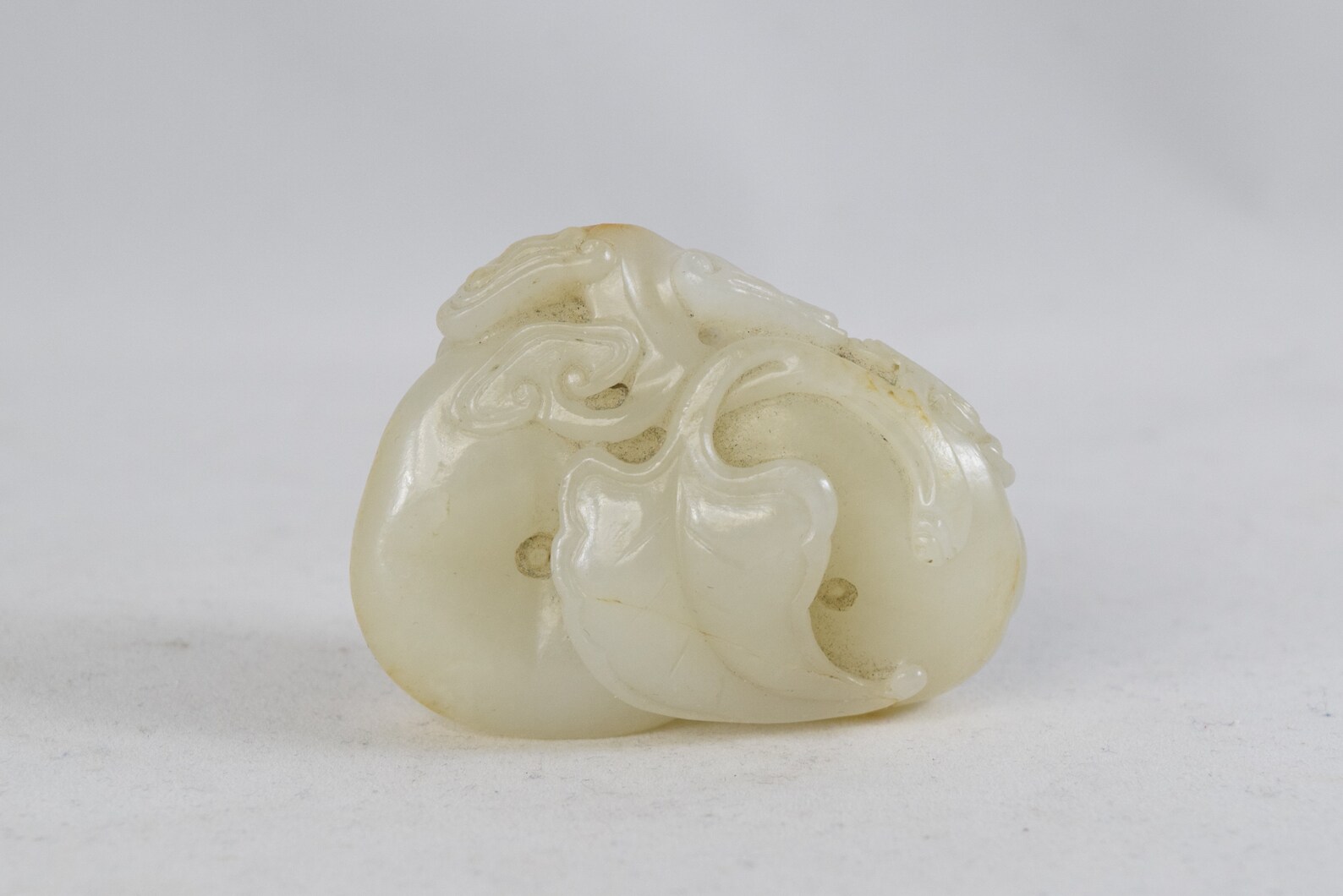 Chinese Collection Carved White Jade Double Persimmon With Ruyi "柿柿如意 ...