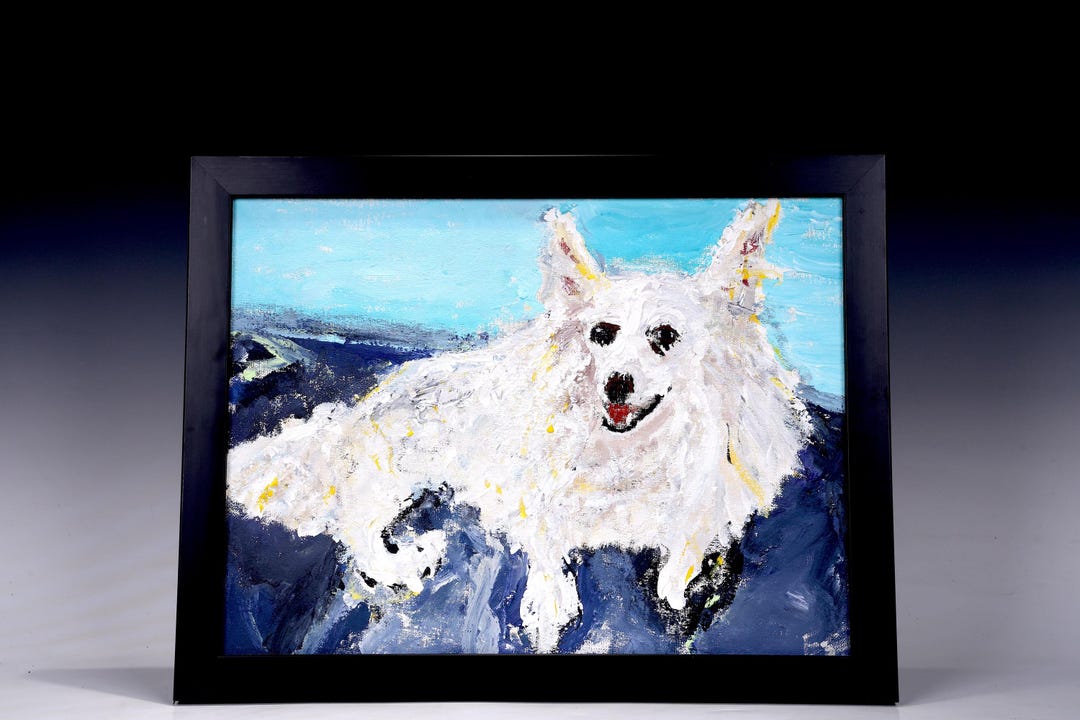 Vintage Adorable Samoyed Oil Painting - Etsy