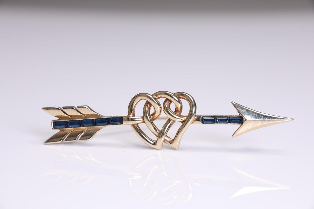 Marcel Boucher 1950's Blue Sapphire Double Heart and Arrow Brooch - Etsy