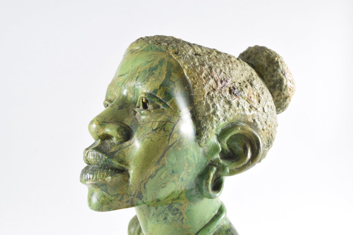 Vintage Collection Hand Carved Stone Signed Africa Woman | Etsy