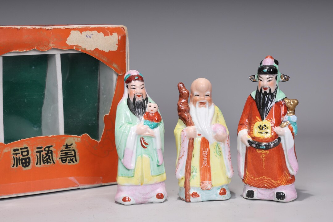 Chinese Traditional God Fu Lu Shou Porcelain Figurines - Etsy