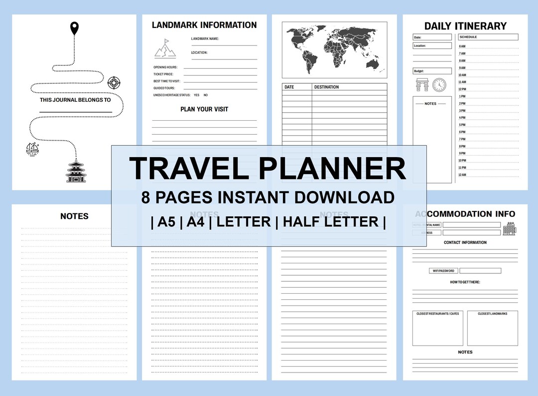 Vacation Travel Planner Printable PDF, Minimalist Office Design ...