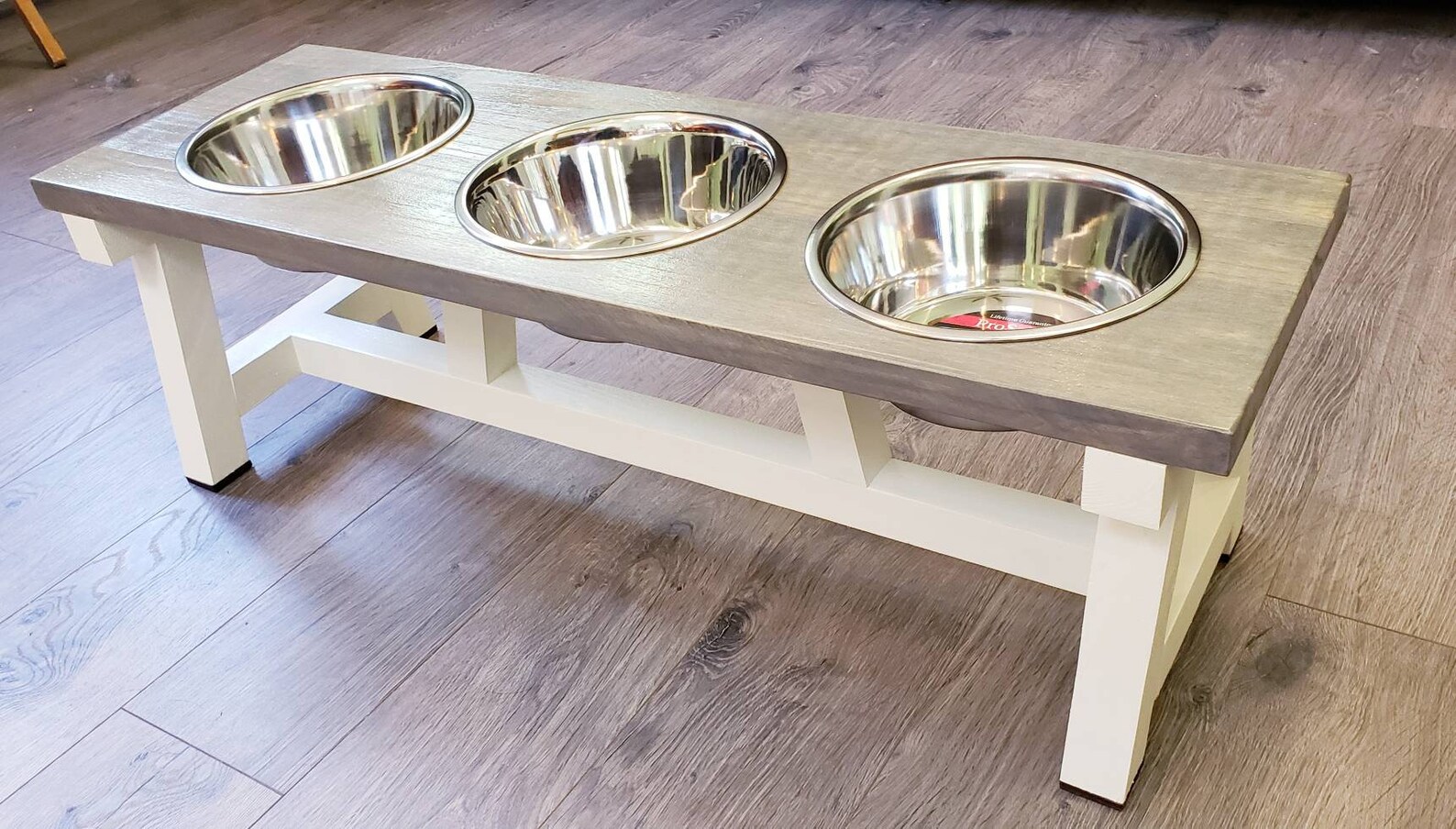 Dog Food Stand Farmhouse Style 3 Bowls - Etsy