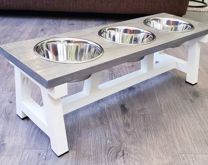 Dog Food Stand, Farmhouse Style, 3 Bowls - Etsy