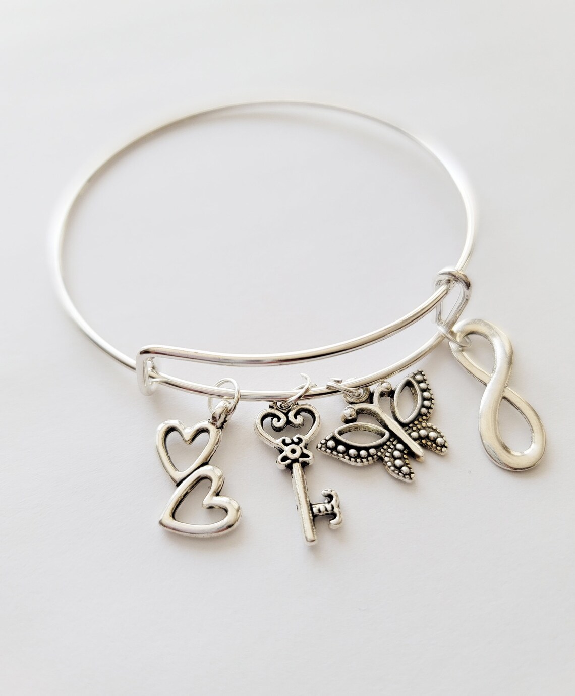 Twin Flame Charm Bangle Bracelet Infinity Adjustable - Etsy