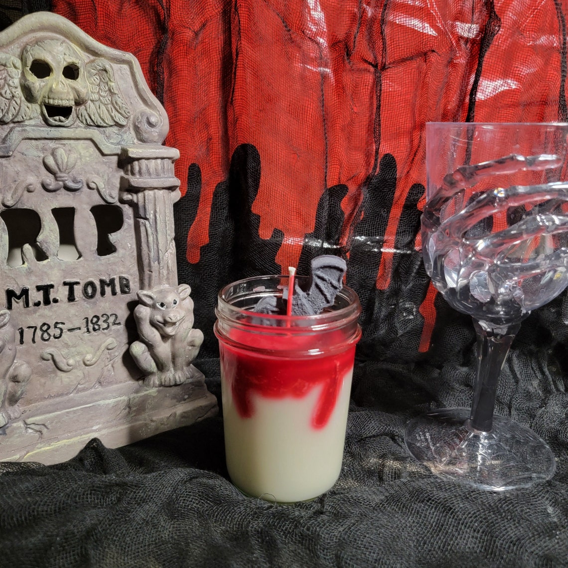 Vampire House Candle With Bloody Fang Impression & Bat! 100% Soy Wax ...