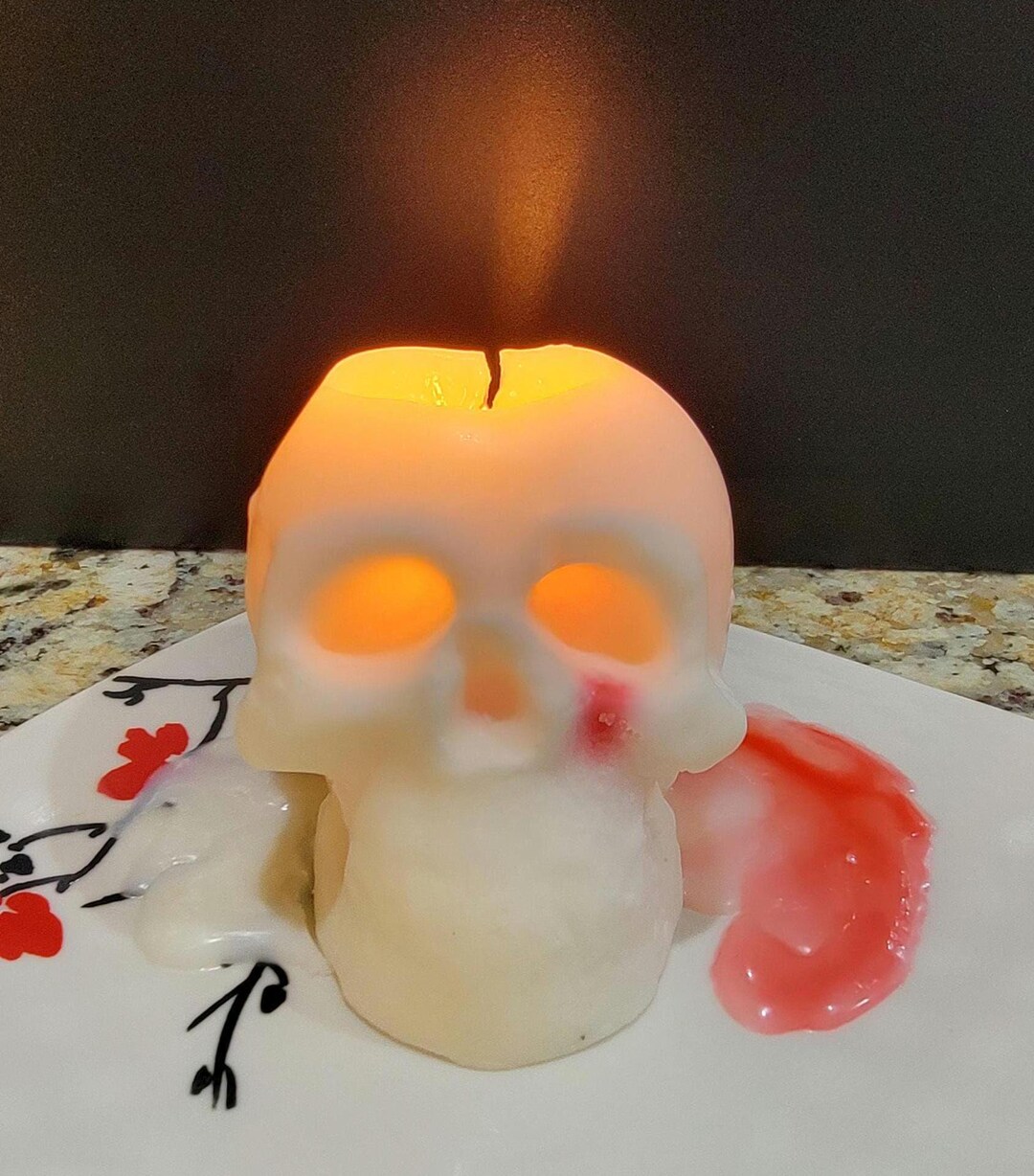 Bleeding Skull Candle With Red or Black Blood Color 100% Soy Wax ...
