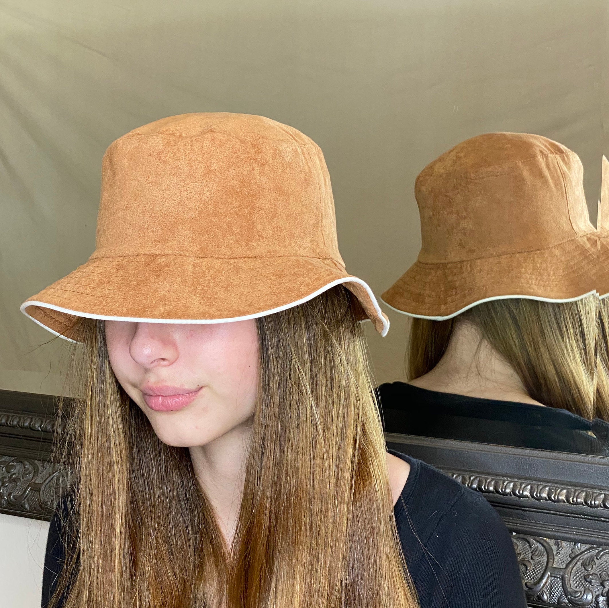 Ultra Faux Suede Bucket Hat in Brown - Etsy