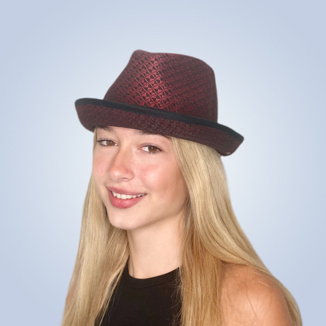 2000s Vintage Unisex Red Fedora With Black Band - Etsy