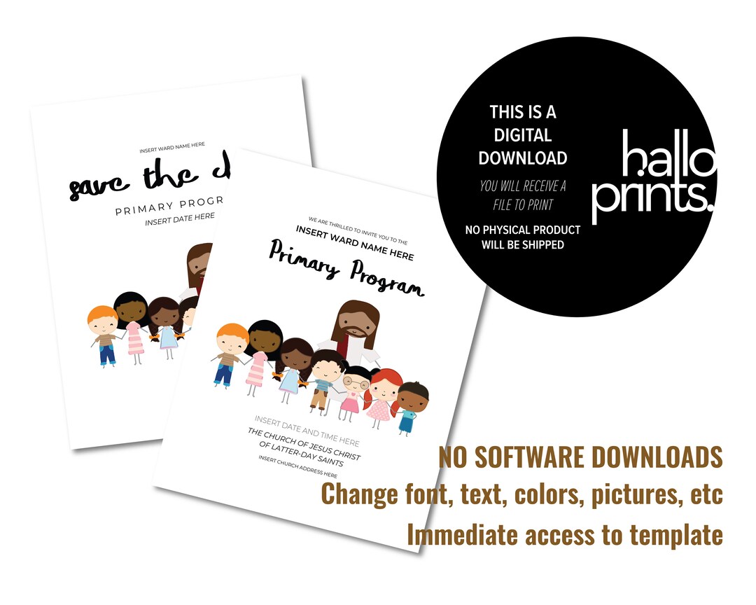Save the Date / Invitation / Primary Program / LDS / Instant Download ...