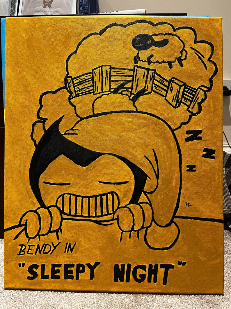 Bendy in sleepy Night Poster / Canvas Painting - Etsy