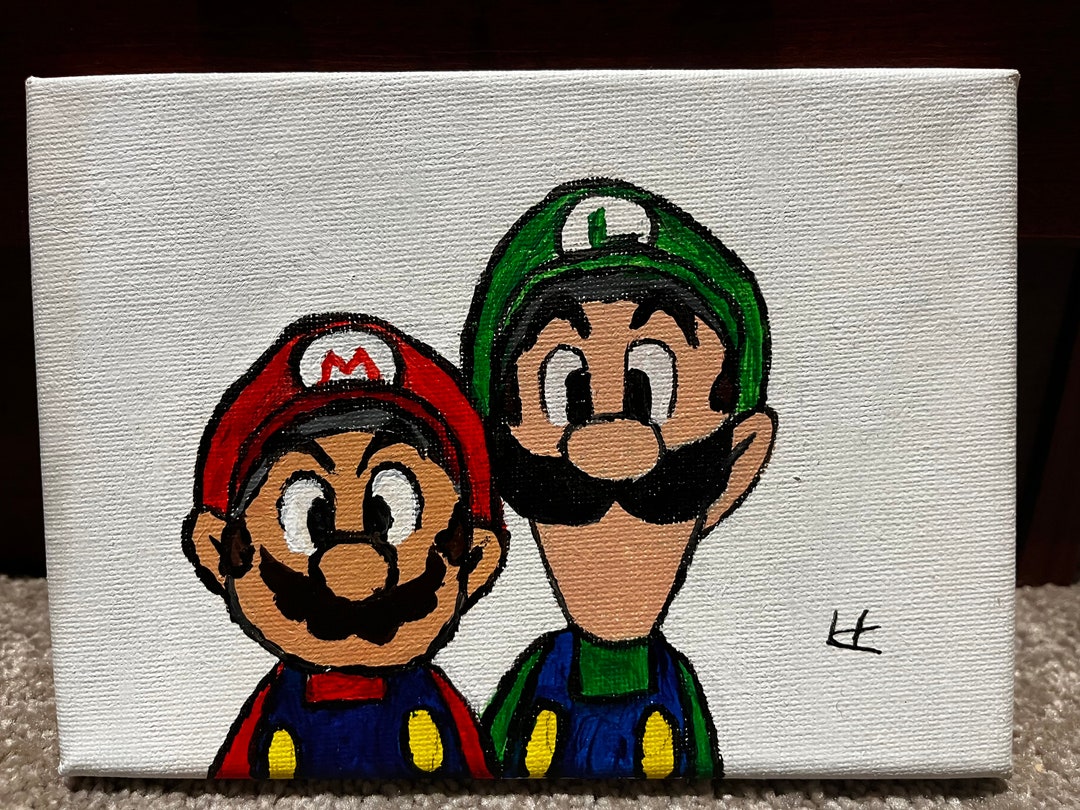 Mario and Luigi / Canvas Painting - Etsy