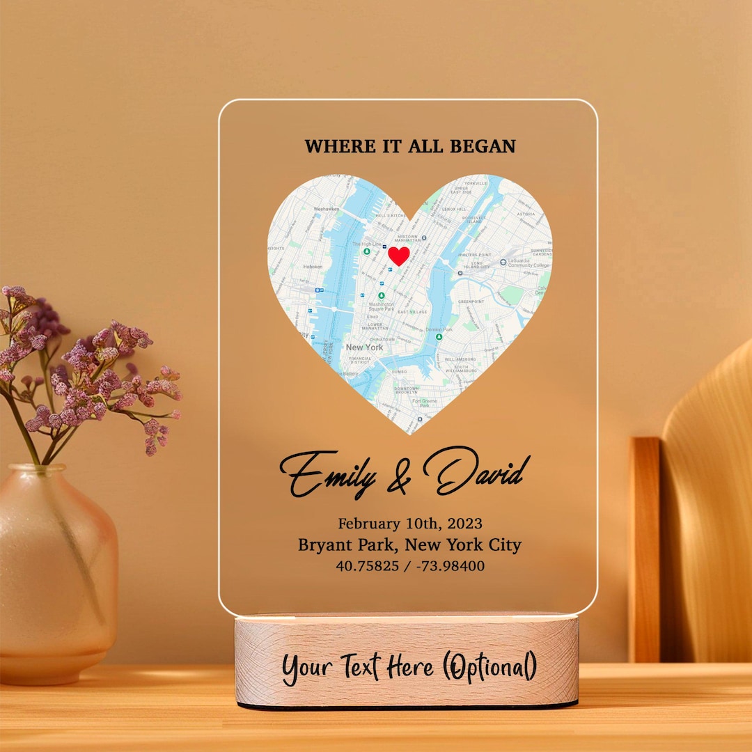 Where We First Met Map, Couples Map Plaque, First Date Map, Map Our ...