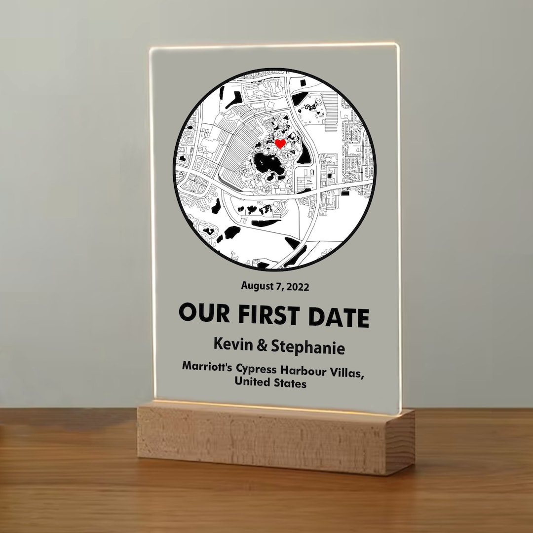 Custom Map Plaque Where We Met Wedding Anniversary Our First Date Map ...