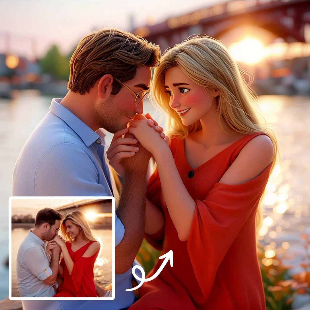 Custom Portrait Pixar Couple Personalized Cartoon Photo Pixar Style ...