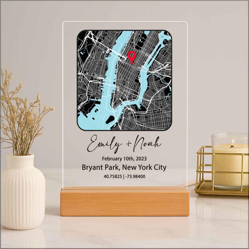 Personalized First Date Map, Where We Met Map Plaque, Where It All ...