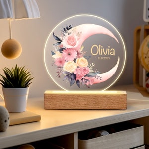 Personalized Baby Night Light, Night Light With Name and Birth Date ...