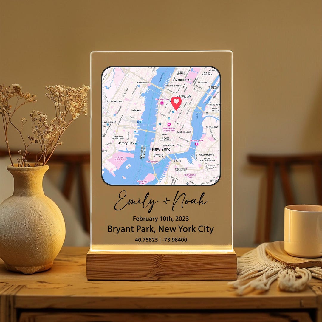 Our First Date Acrylic Plaque Star Map Night Light the Place We Met ...