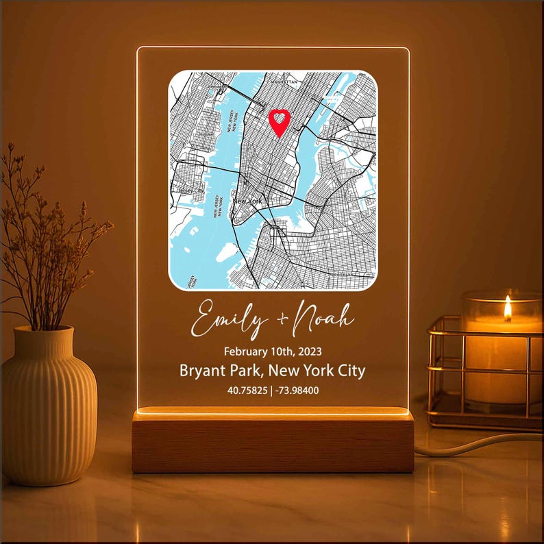 Personalized First Date Map, Where We Met Map Plaque, Where It All ...