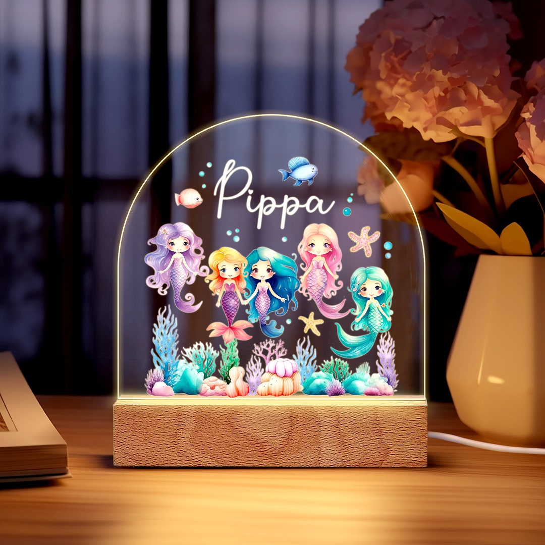 Kids Custom Colorful Acrylic Night Light Baby Mermaid for Kids ...