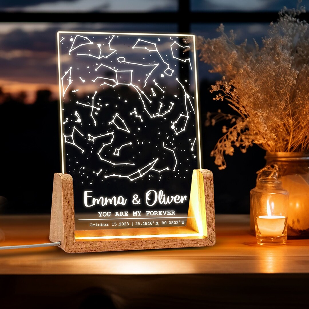 Star Map Night Light Chart, Constellation Star, Anniversary Gift ...