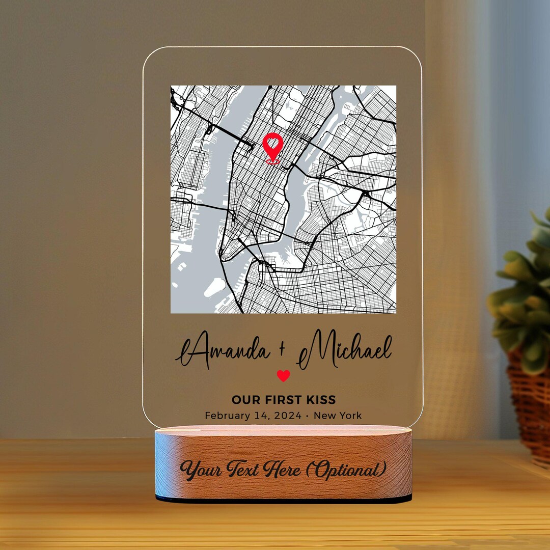 Personalised First Date Map, Our First Date Plaque, First Date Plaque ...