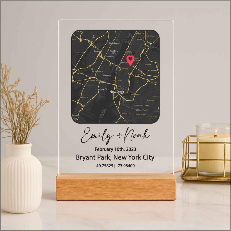 Where We Met Map Gift – Personalized Acrylic Map Night Light, Our First ...