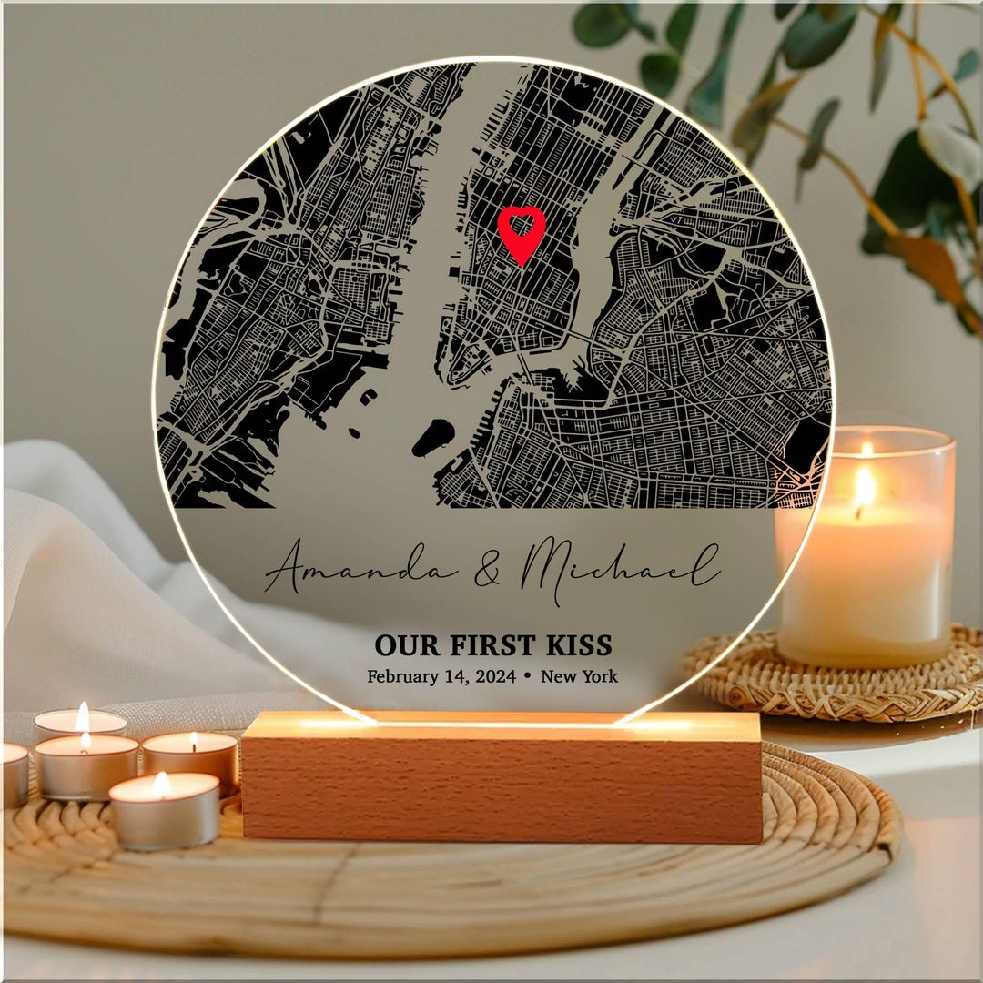 Custom First Date Map, Acrylic Plaque Where We Met, Personalized Where ...