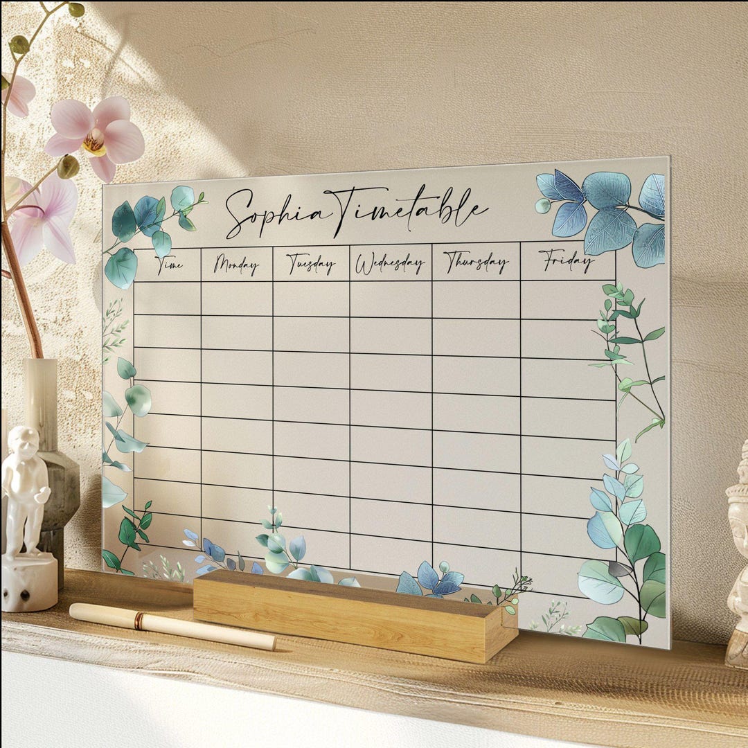 Timetable Glass Acrylic Glass Planner Personalized Timetable Acrylic ...