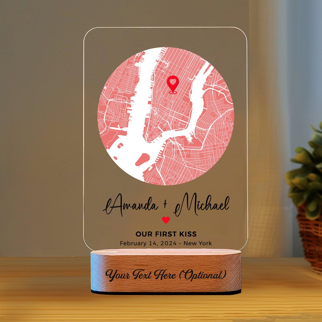 Custom First Date Map, Acrylic Plaque Where We Met, Personalized Where ...