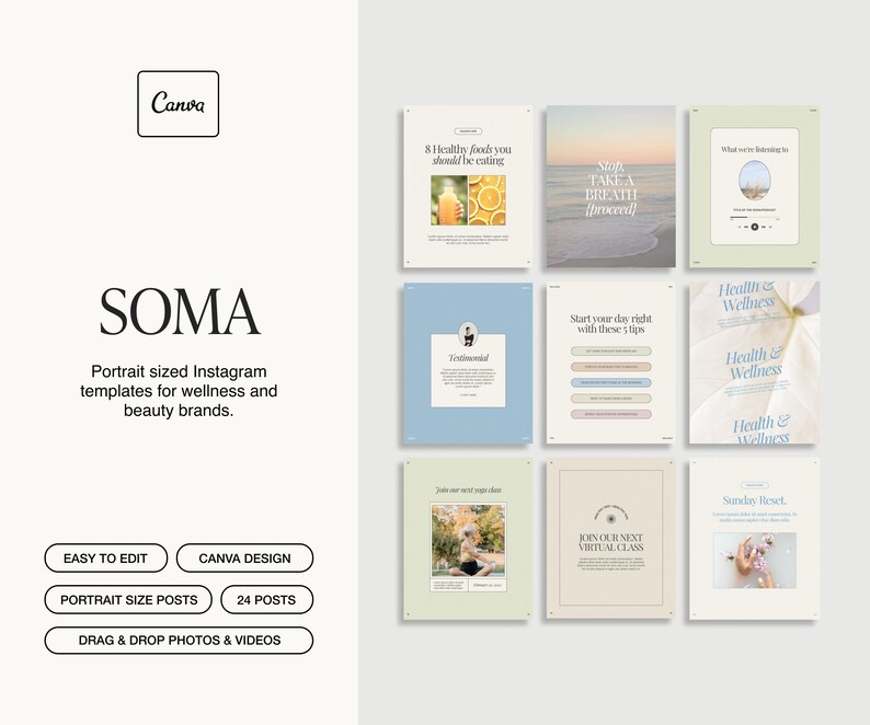 Soma Portrait Instagram Template Designed in Canva - Etsy