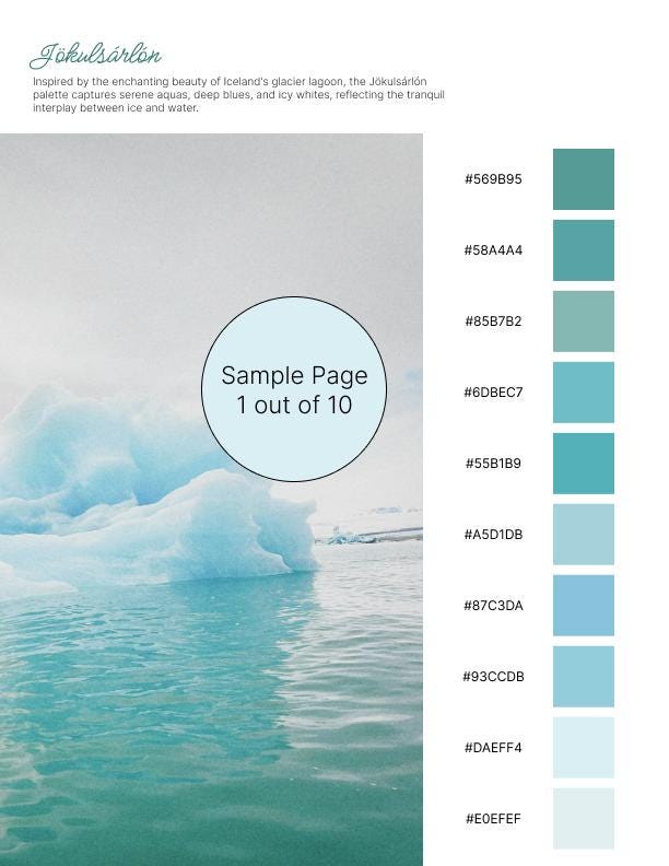 Icelandic Glacier Color Palette – 50+ Nature-inspired Colors for ...