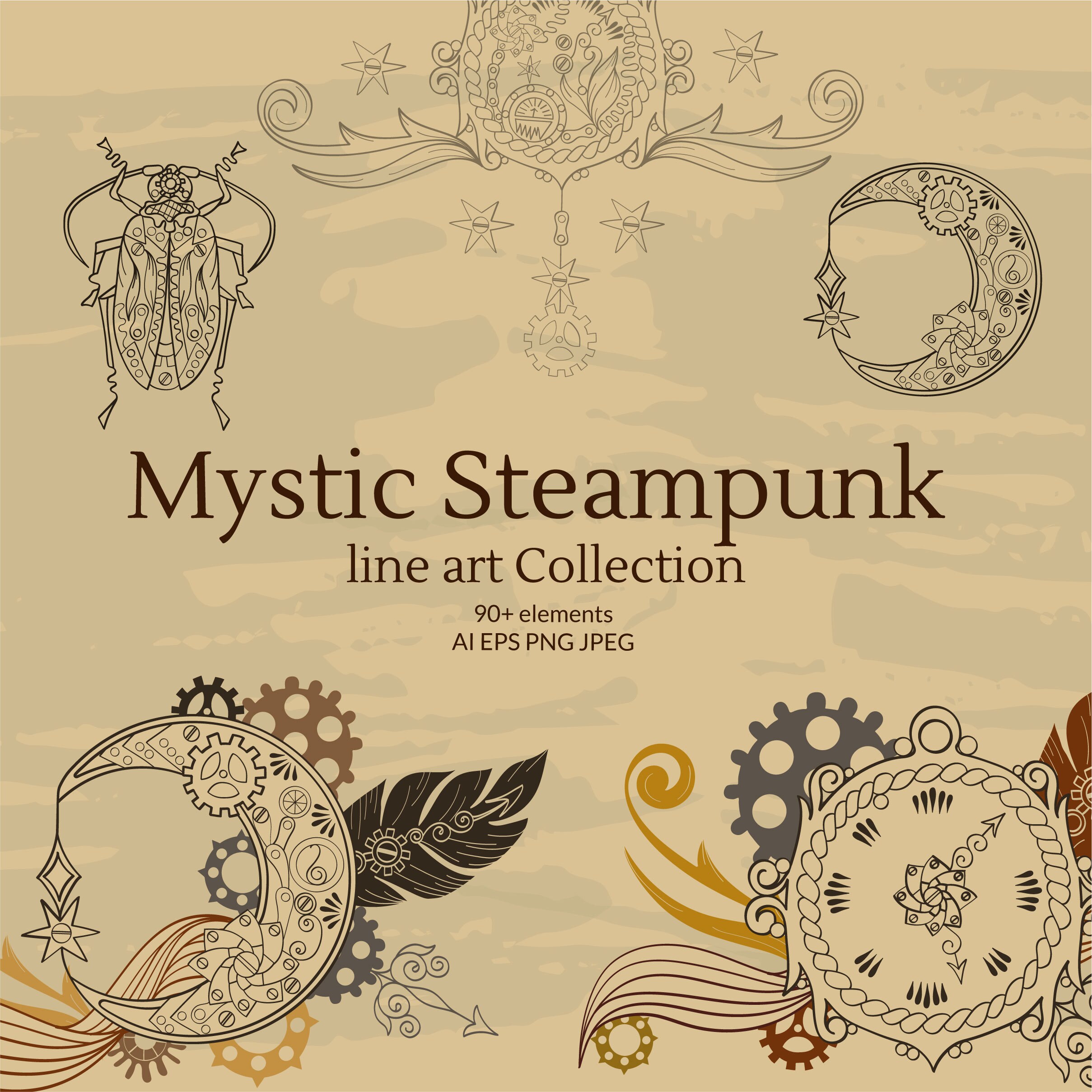 Steampunk Clipart. Line Art Clipart. Steampunk Symbol. | Etsy