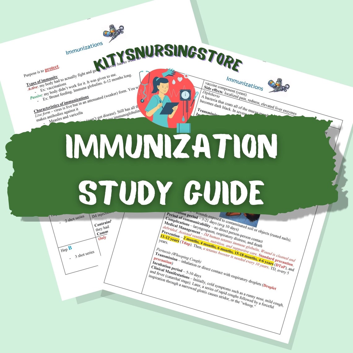 Colorful Immunization Notes for Nursing Students and Medical Providers ...