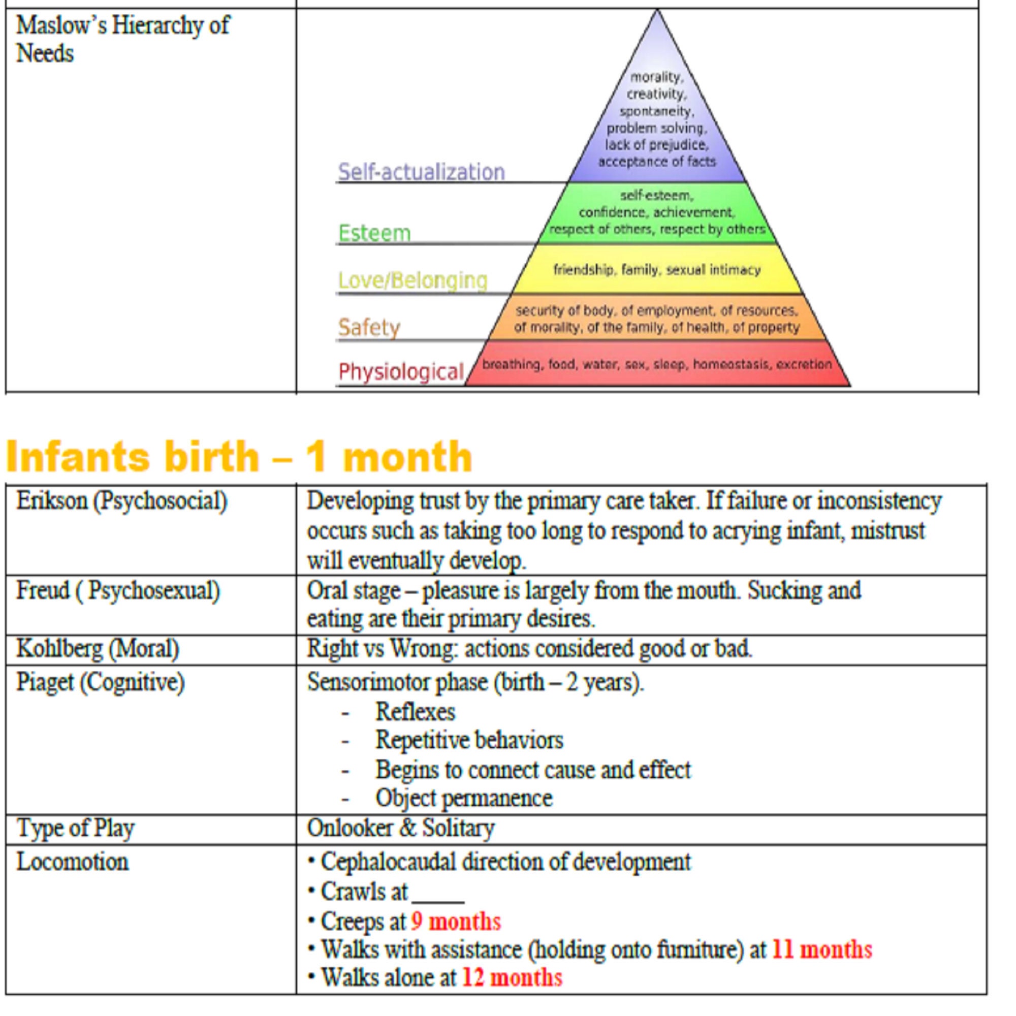Chart With Pediatric Theory of Development PDF 10 Pages - Etsy