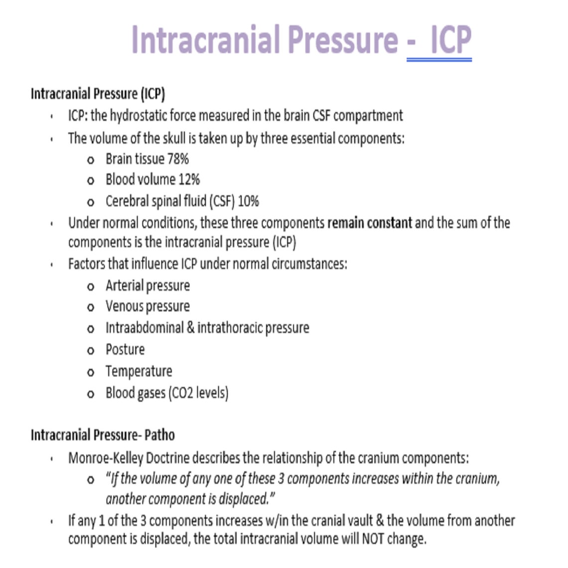 ICP Critical Care Nursing Notes About Increased Intracranial Pressure ...