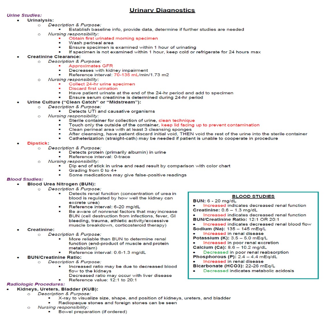 Urinary System Review Notes for Nurses 14 Pages - Etsy