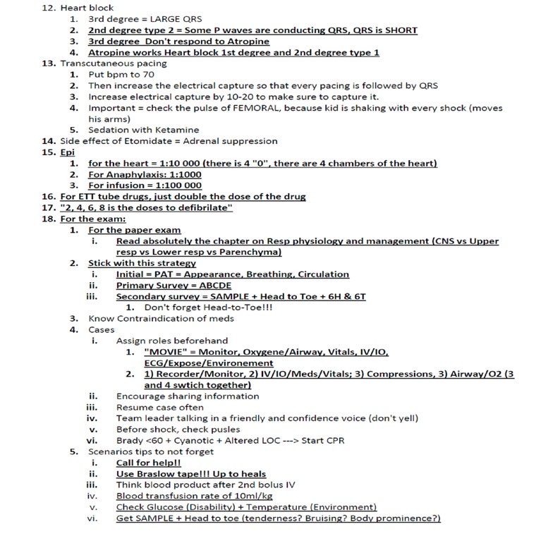 Pediatric Advanced Life Support (PALS) Exam Pre Notes and Tips 14 Pages ...