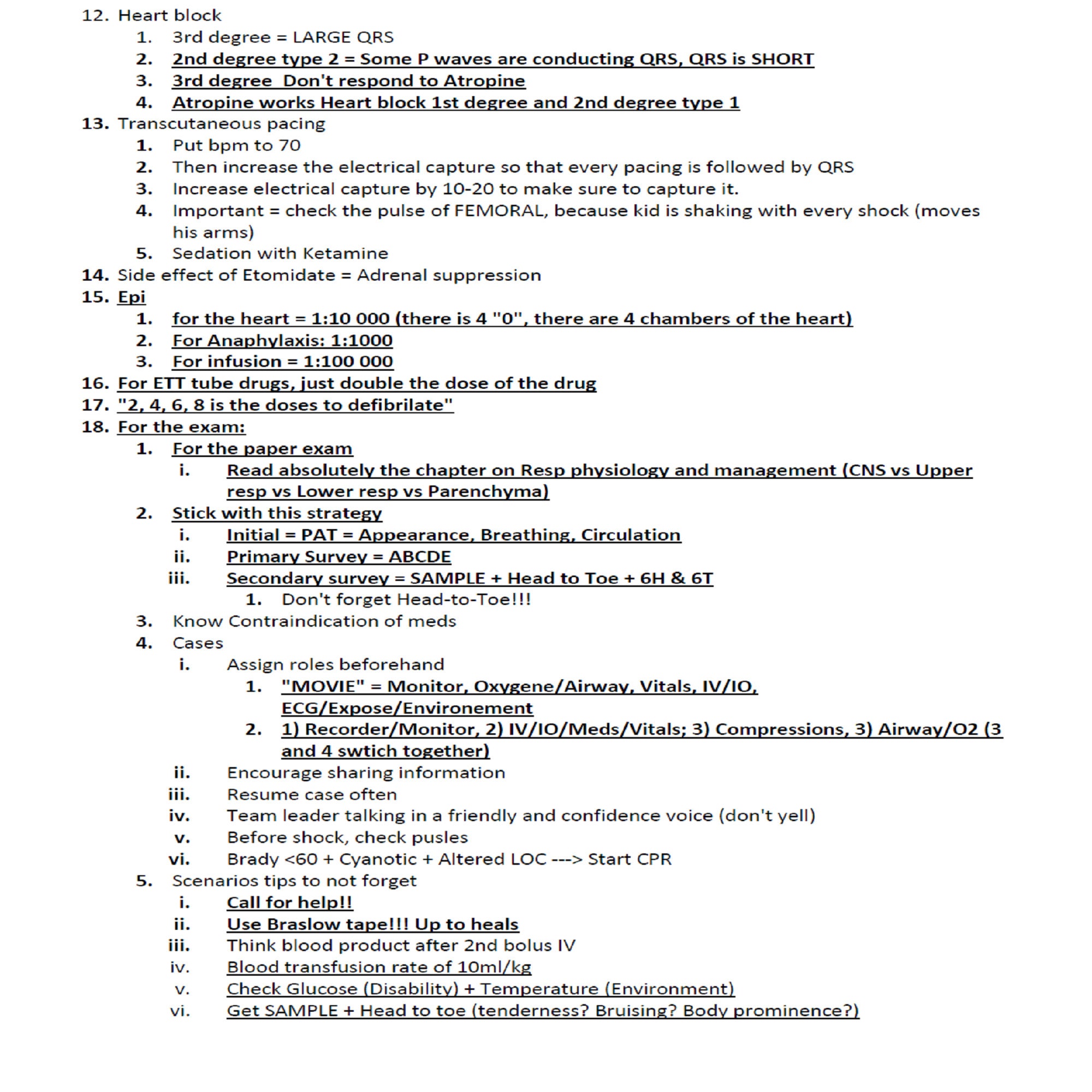Pediatric Advanced Life Support (PALS) Exam Pre Notes and Tips 14 Pages ...