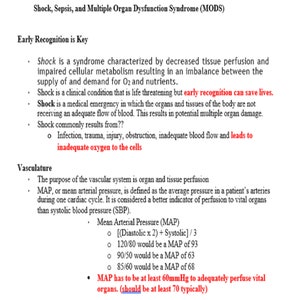Sepsis, Shock and Mods Nursing Critical Care Notes 12 Pages - Etsy
