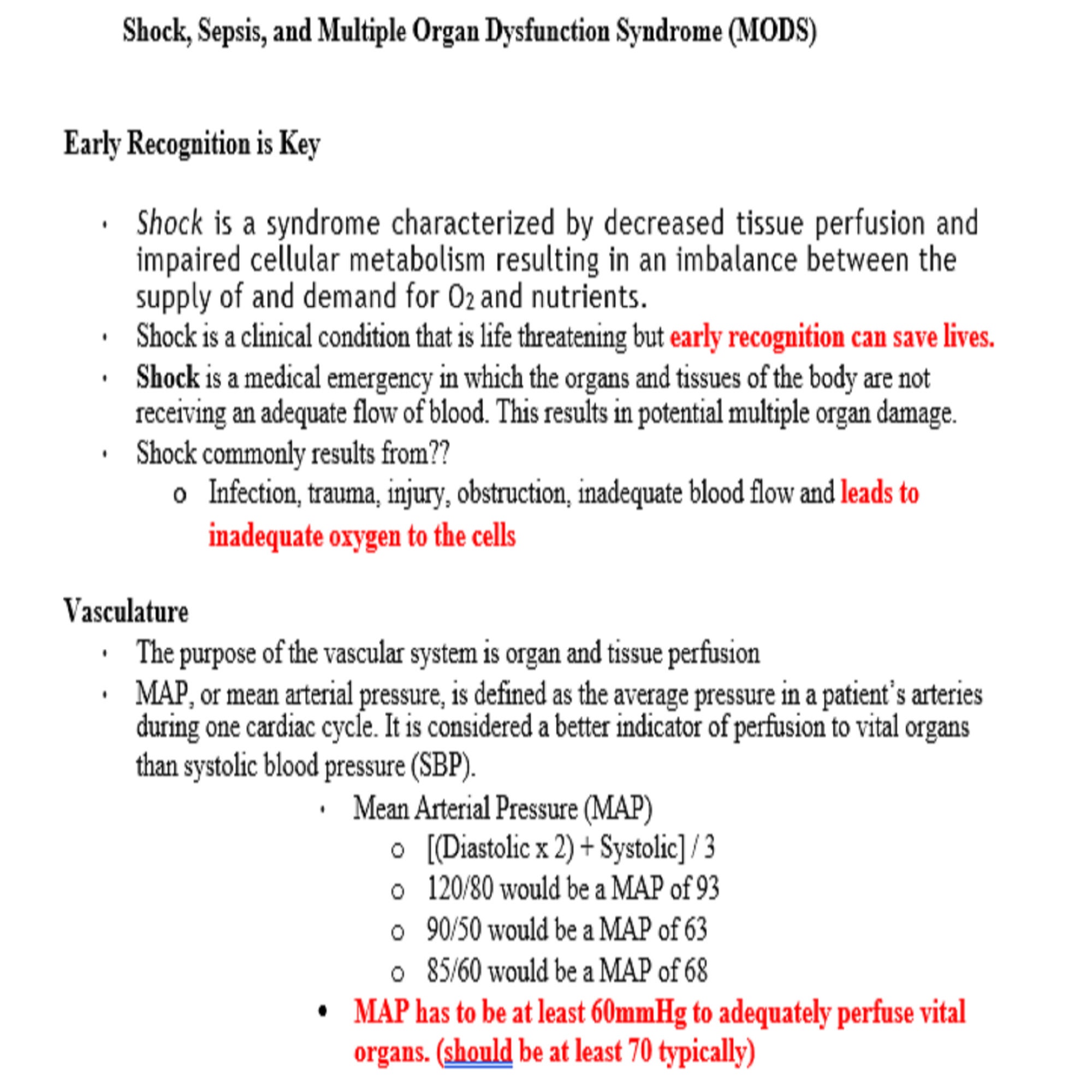 Sepsis, Shock and Mods Nursing Critical Care Notes 12 Pages - Etsy