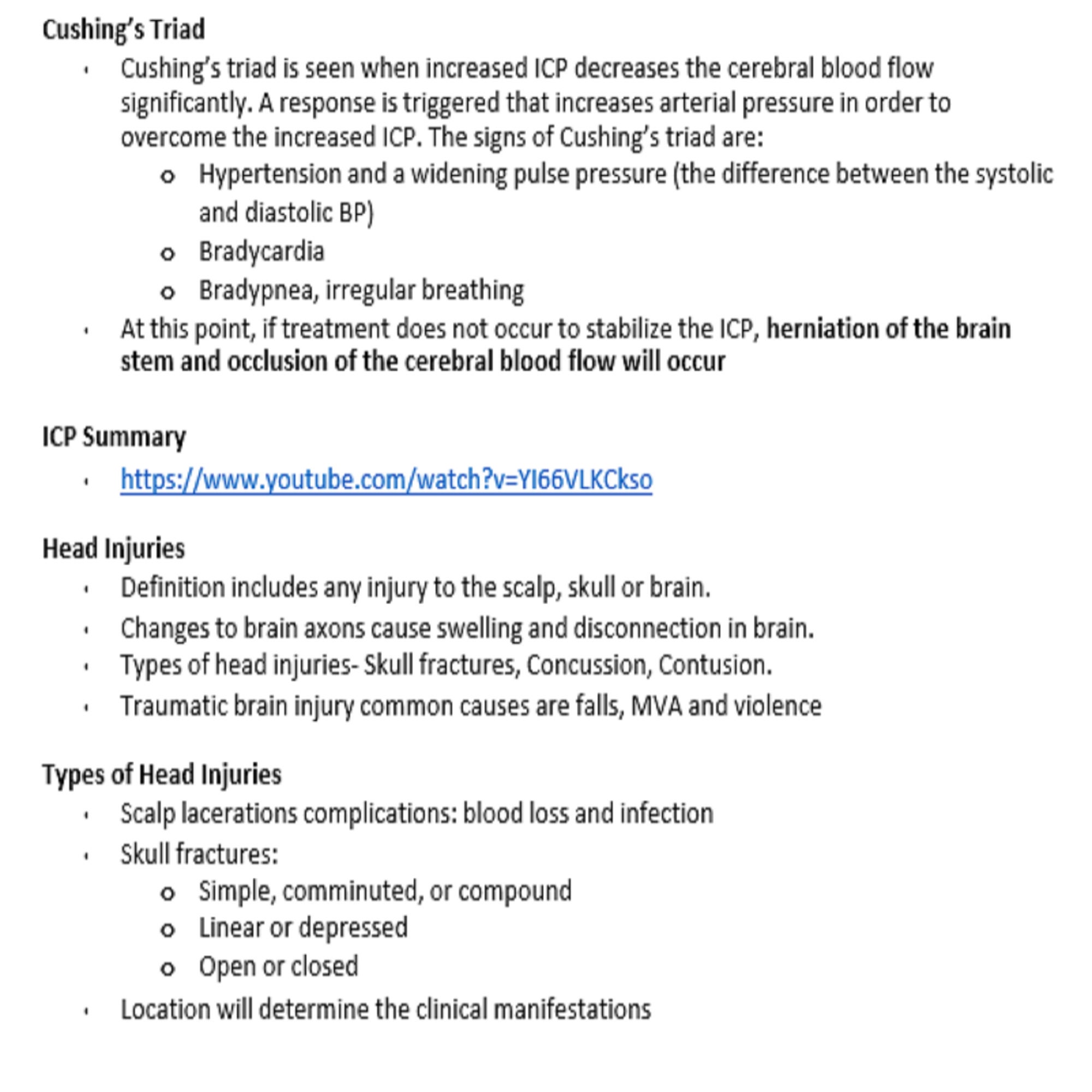 ICP Critical Care Nursing Notes About Increased Intracranial Pressure ...
