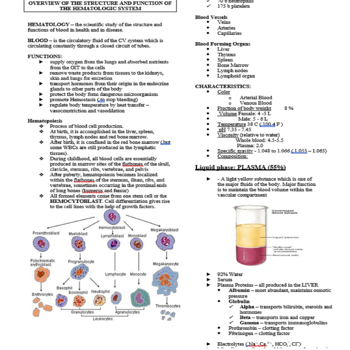 Nursing Hematology Section Review 10 Pages Study Guide Printable Word ...